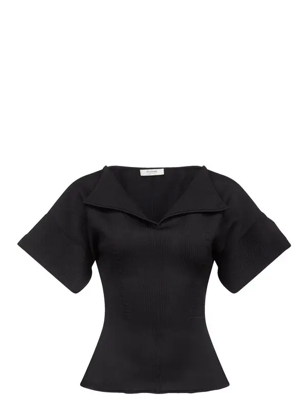 FFORME Waleska Cotton-blend Sculpted Top - Black