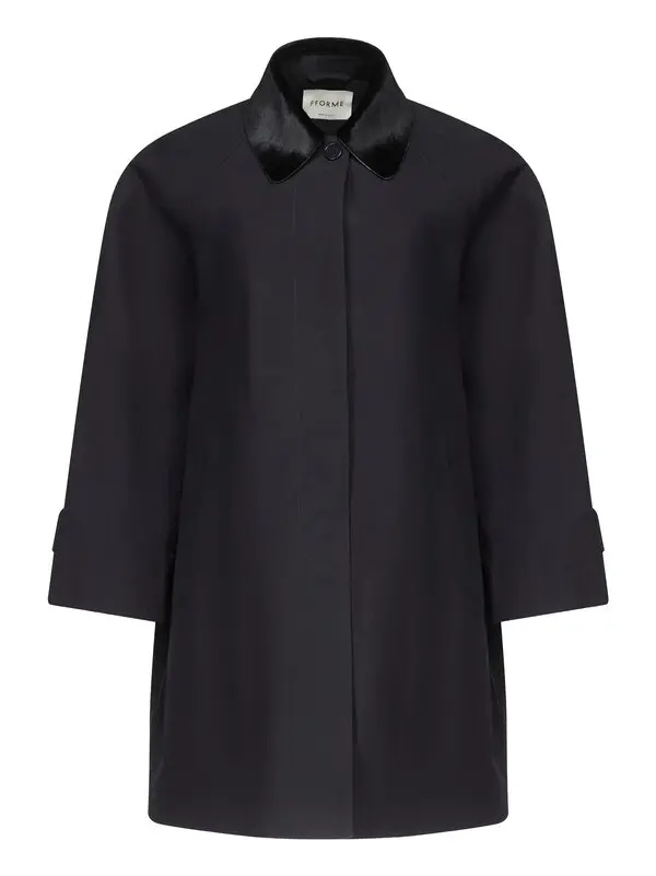 FFORME Agnes Linen-cotton A-line Car Coat - Black