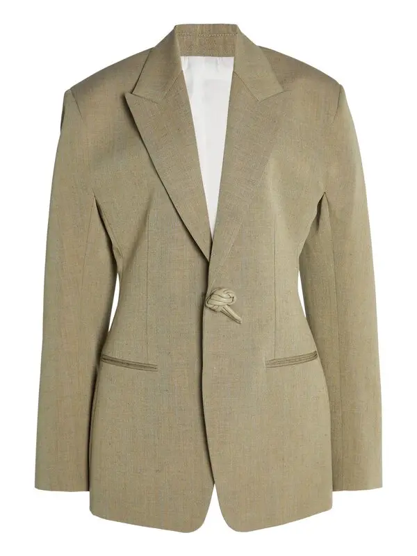 Bottega Veneta Wool-linen Melange Tailored Jacket - Khaki