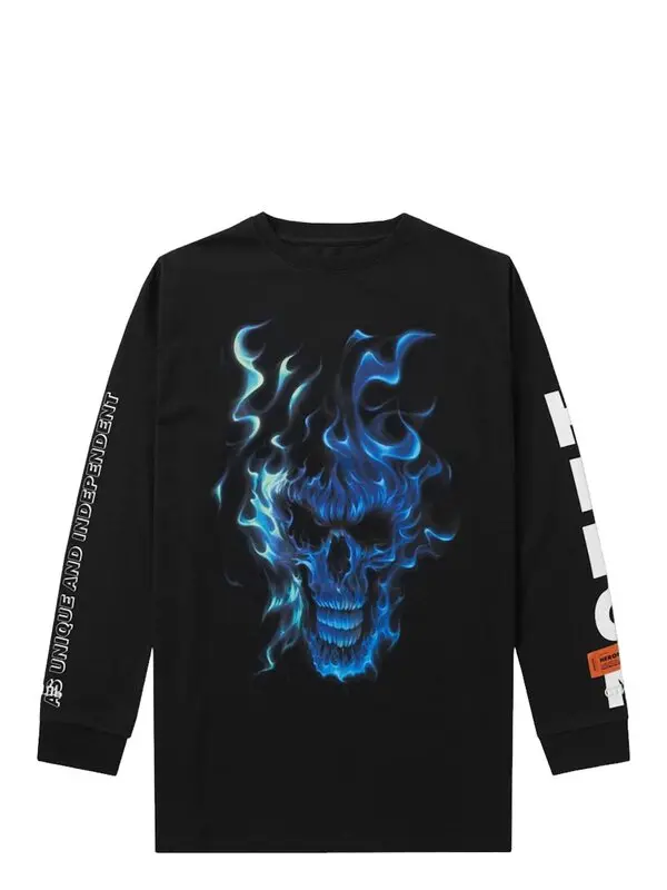Heron Preston Skull Jersone Long Sleeve T-shirt - Black