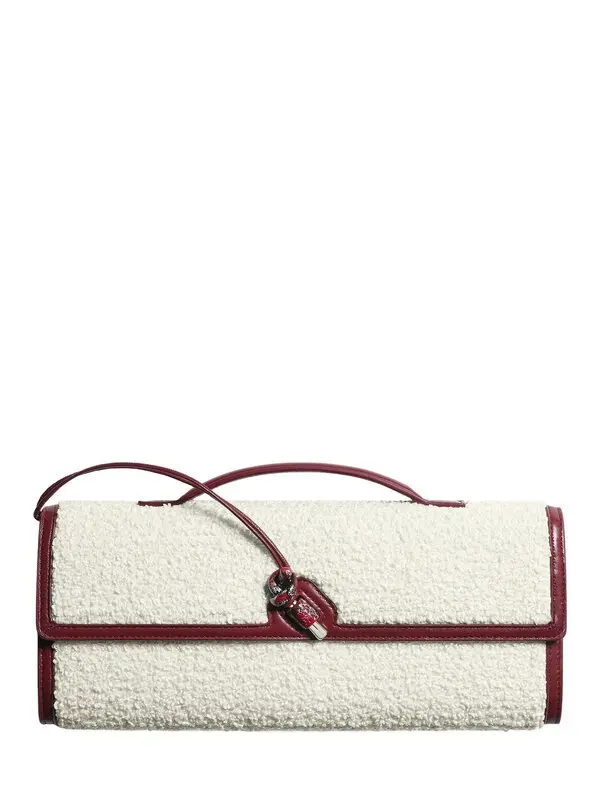 Bottega Veneta Andiamo Raffia And Leather Clutch - White