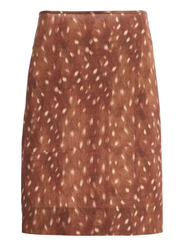 ST. AGNI Printed Crepe Midi Skirt - Brown
