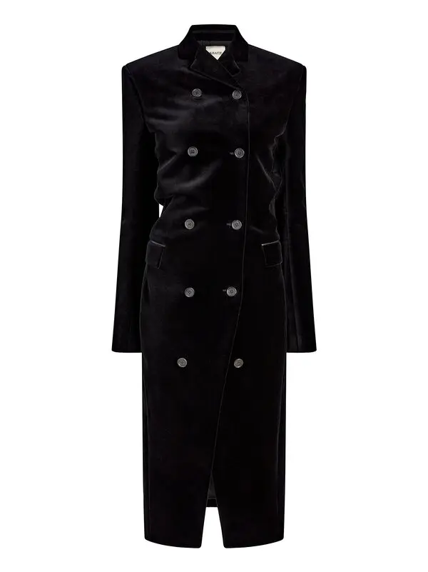 Khaite Rolon Double-breasted Velvet Coat - Black