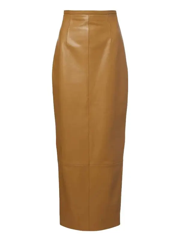 Khaite Winton Maxi Leather Skirt - Brown
