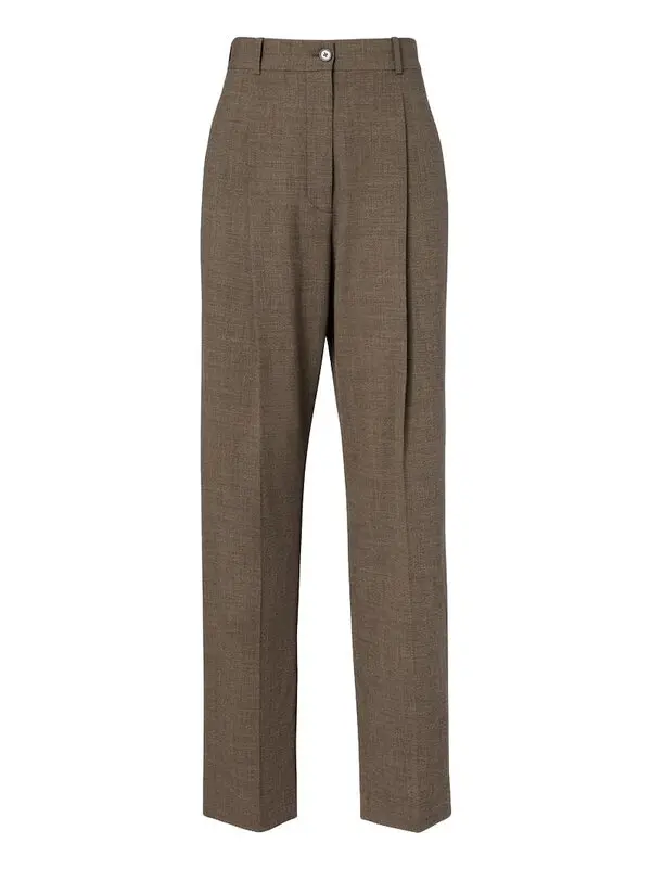 THE ROW Gianni Wool Straight Trousers - Beige