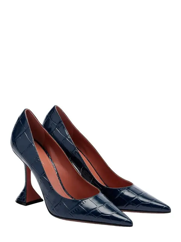 Amina Muaddi Ami Croc-effect Leather Pumps - Blue