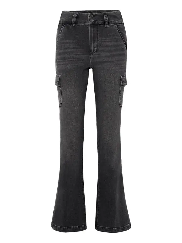 Paige Dion High-rise Flared Cargo Jeans - Black
