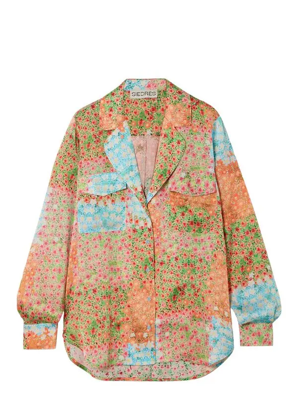 SIEDRES Micla Floral-print Crepon Shirt - Orange