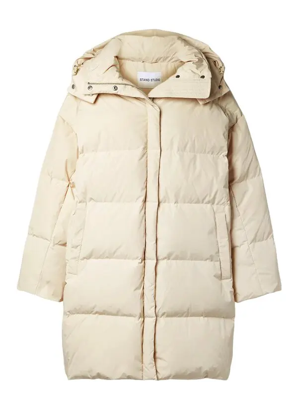 STAND STUDIO Lyla Hooded Quilted Shell Coat - Neutrals