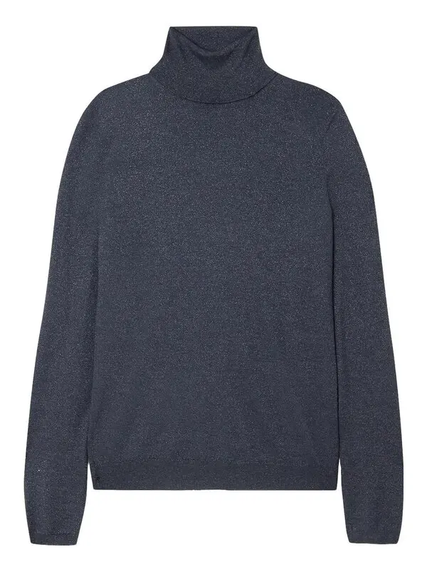 Brunello Cucinelli Metallic Cashmere-blend Turtleneck Sweater - Blue