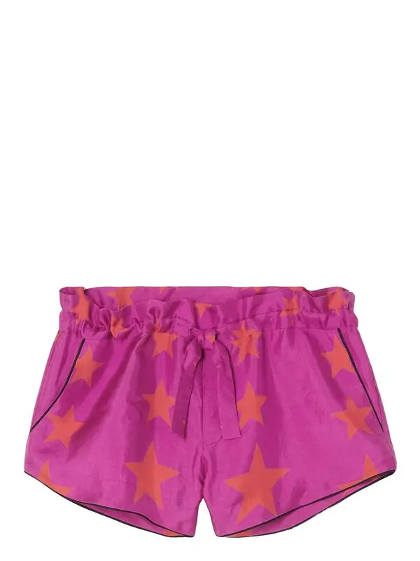 AZ FACTORY Pijama You're A Star Printed Silk-twill Shorts - Pink