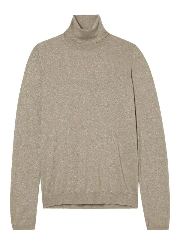 Brunello Cucinelli Metallic Cashmere-blend Turtleneck Sweater - Brown