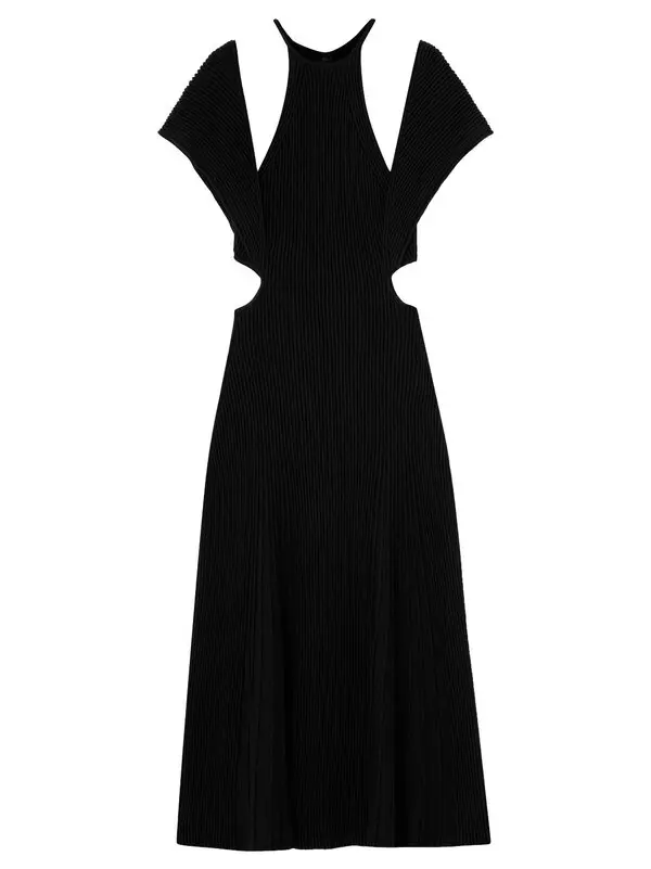 Chloé Cutout Ribbed Wool Gown - Black