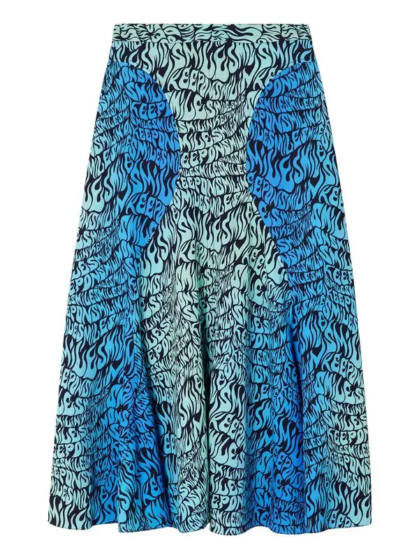 Stella McCartney Printed Crepe De Chine Midi Skirt - Blue