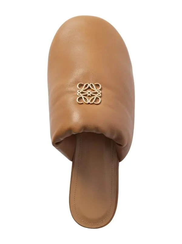 Loewe Anagram Logo-embellished Padded Leather Slippers - Brown