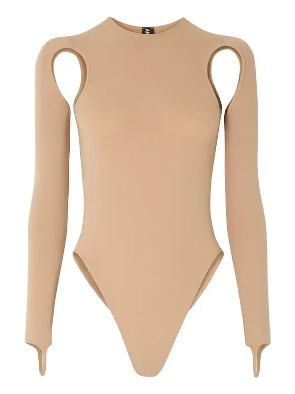 ANDREĀDAMO Cutout Stretch-jersey Bodysuit - Neutrals