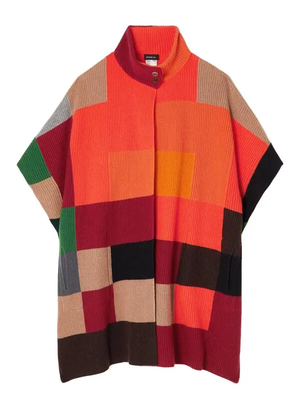 Akris Ribbed Intarsia Cape - Red