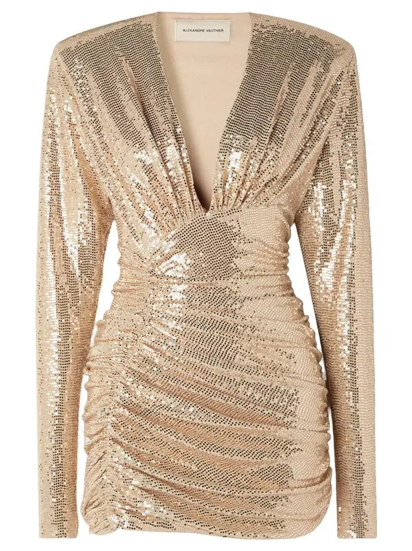 Alexandre Vauthier Asymmetric Sequined Mini Dress - Neutrals
