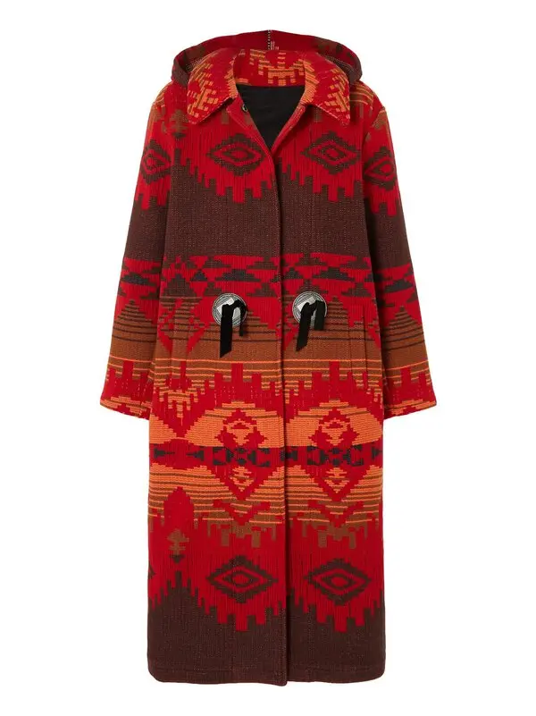 FORTELA Flick Hooded Metallic Wool-jacquard Coat - Red