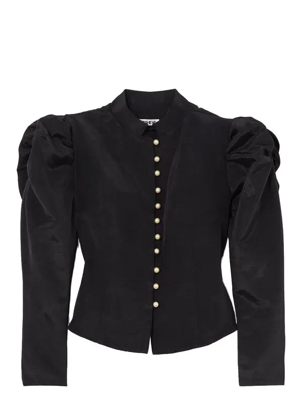 Batsheva Song Faux Pearl-embellished Faille Blouse - Black