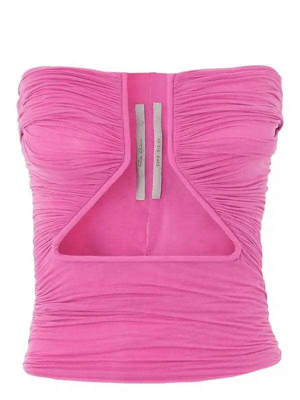 Rick Owens Prong Strapless Ruched Cutout Top - Pink