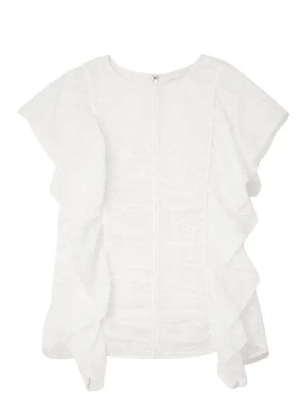 Chloé Ruffled Ramie Top - White