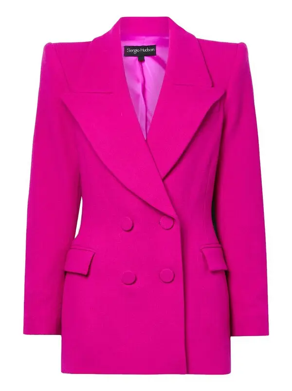 SERGIO HUDSON Double-breasted Wool Blazer - Pink