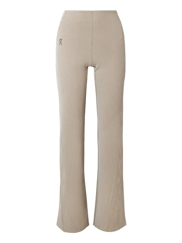 On All-day Striped Flared Pants - Neutrals