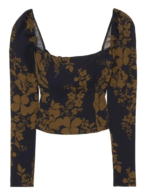 REFORMATION Demi Floral-print Blouse - Blue