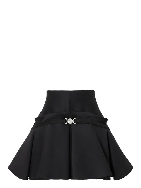 Versace Embellished Wool And Silk-satin Mini Skirt - Black