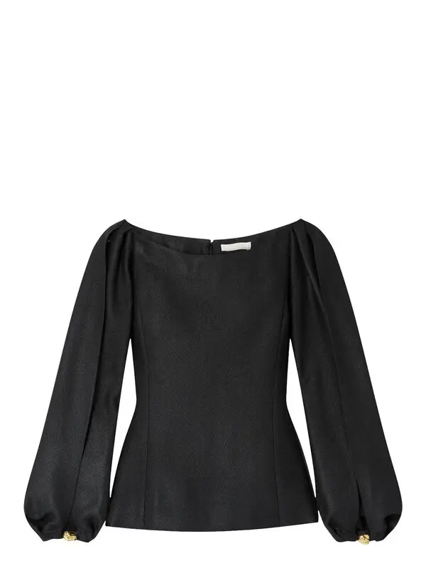 Chloé Off-the-shoulder Silk And Wool-blend Top - Black