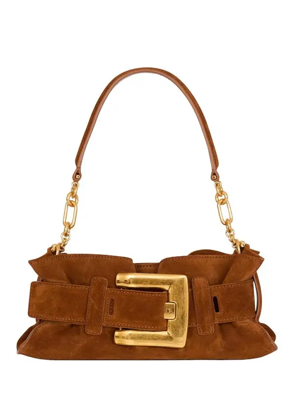 Balmain Anthem Mini Suede Leather Bag - Brown