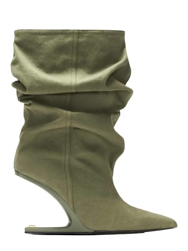 Balmain Cotton-linen Ankle Boots - Green