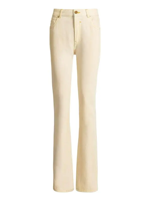 Balmain High-waisted Faded Denim Jeans - Beige
