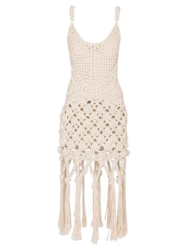 Balmain Crochet Mini Dress - Beige