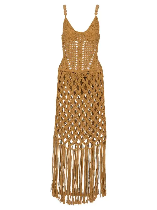 Balmain Crochet Mini Dress - Brown