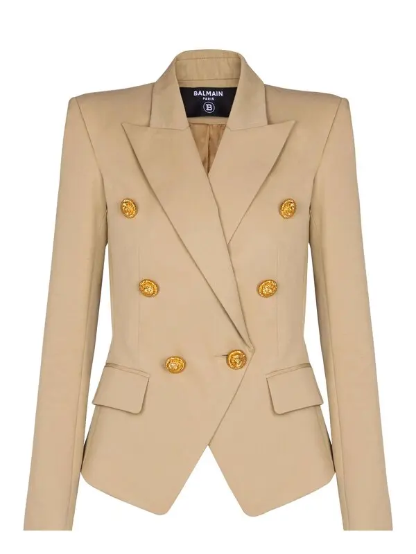 Balmain Gabardine 6-button Jacket - Beige