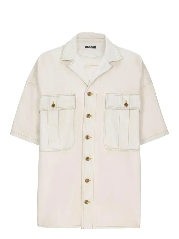 Balmain Faded Denim Overshirt - Beige