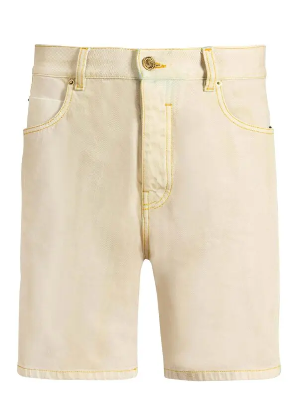 Balmain Faded Denim Bermuda Shorts - Beige