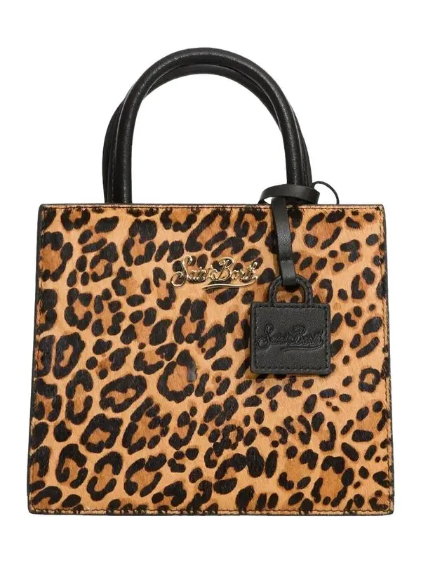 MC2 SAINT BARTH Leopard Print Leather Mini Shopper - Brown