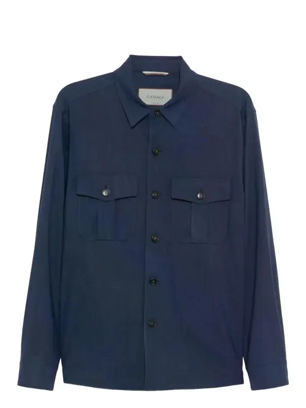 Canali Front-pocket Shirt Jacket - Blue