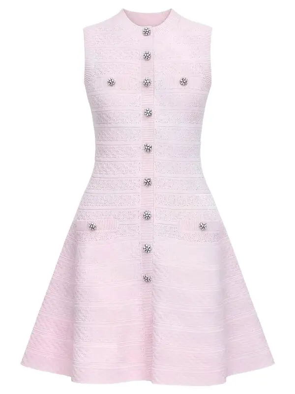 SELF-PORTRAIT Button A-line Dress - Pink