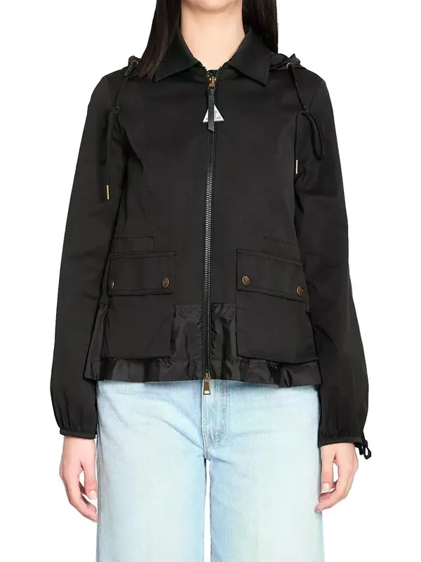 Moncler Flap Pocket Jacket With Removable Hood - Black