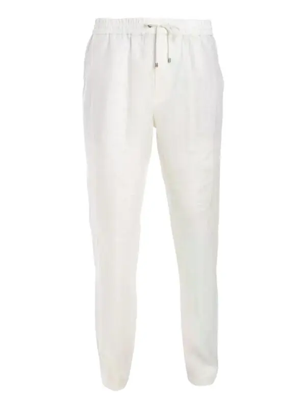 Agnona Drawstring Linen Trousers - White