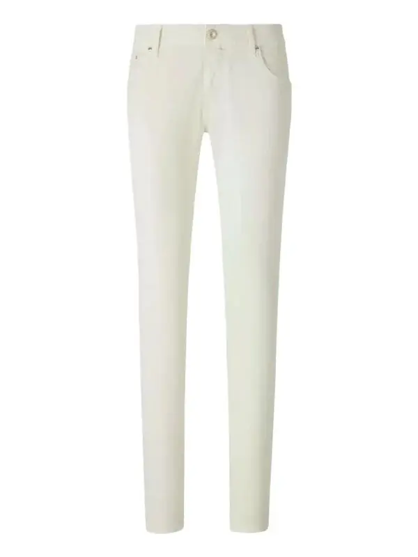 Jacob Cohen Five-pocket Jeans With Leather Patch - Neutrals