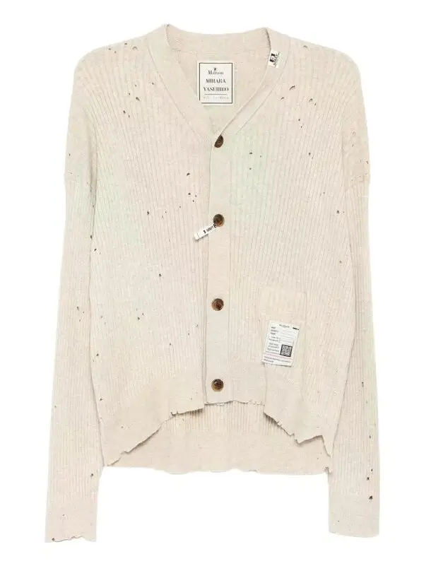 Mihara Yasuhiro Asymmetric Distressed Cardigan - Neutrals