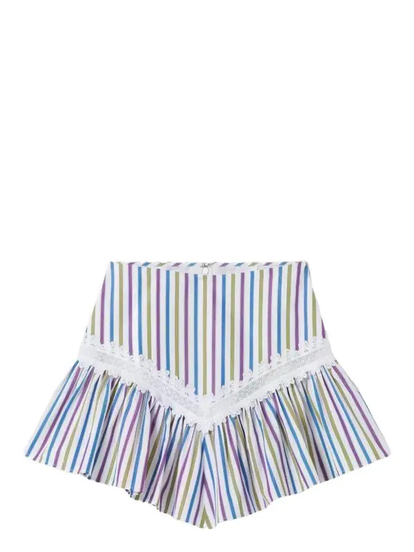 Claudie Pierlot Striped Lace Trim Mini Skirt - White