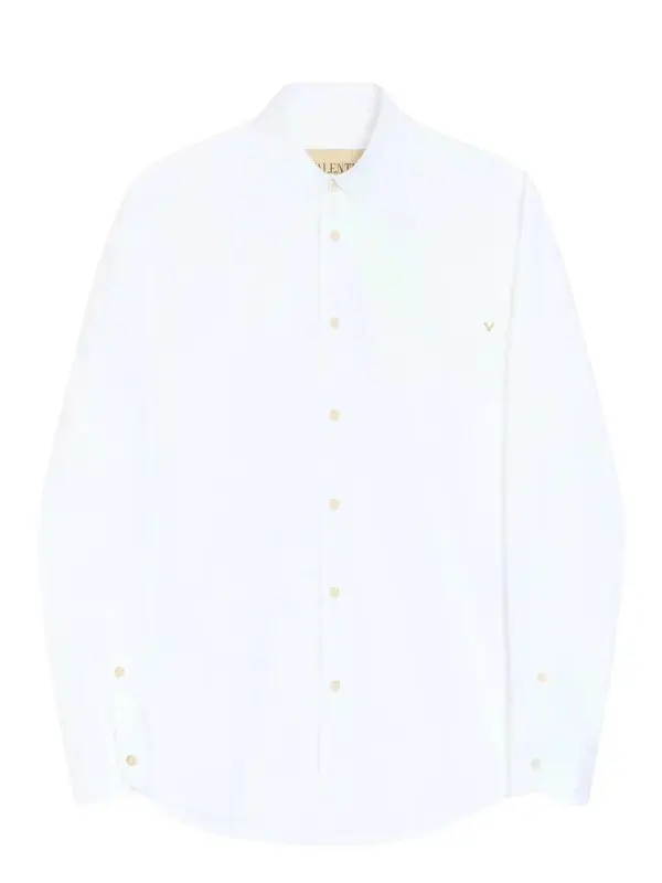 Valentino Garavani Oxford Cotton Shirt With Vgold - White