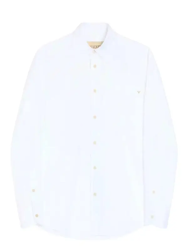Valentino Garavani Oxford Cotton Shirt With Vgold - White