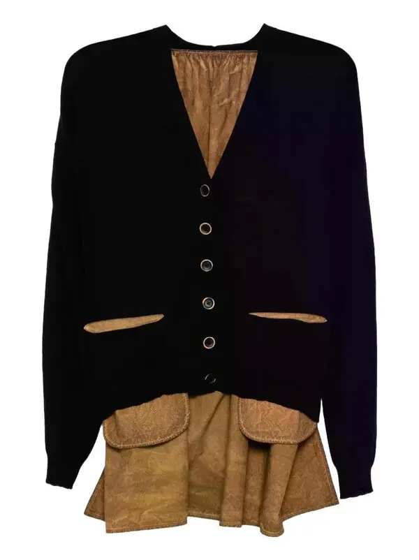 UMA WANG Panelled Crepe Cardigan - Black